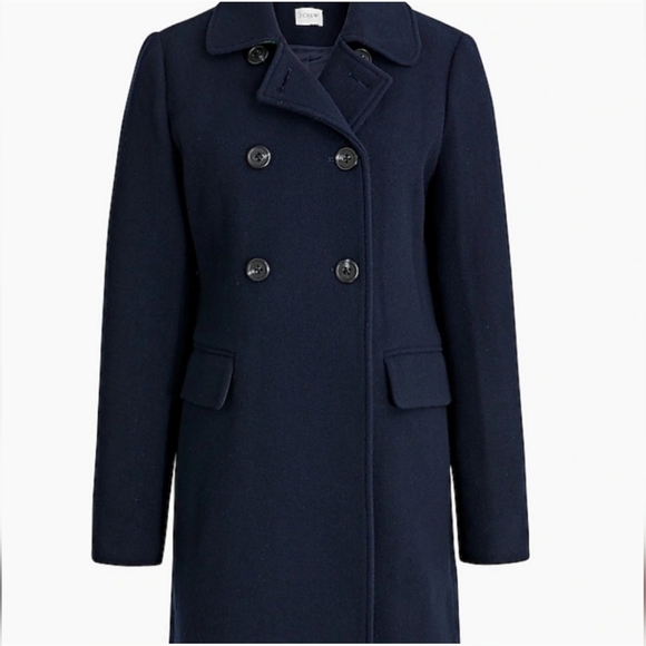 J. Crew | Jackets & Coats | J Crew Wool Blend Navy Blue Topcoat Size 8 ...